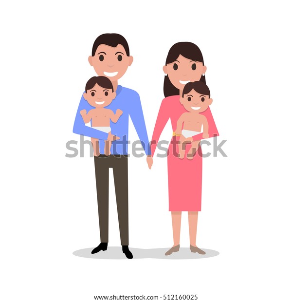 Vector Illustration Cute Cartoon Young Family Stock Vector (Royalty ...