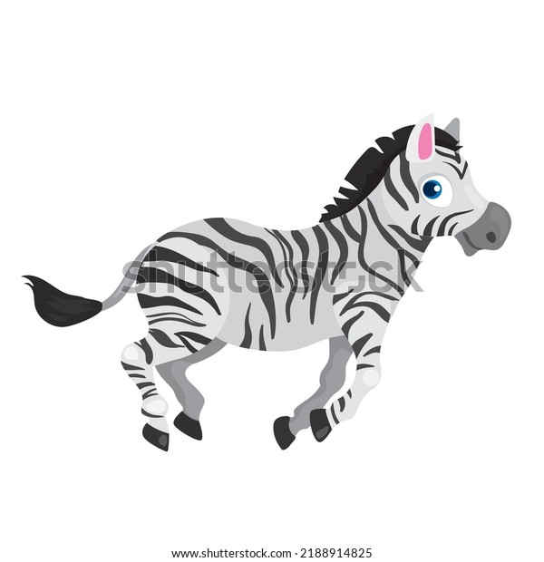 Vector Illustration Cute Cartoon Zebra Running Stock Vector (Royalty ...