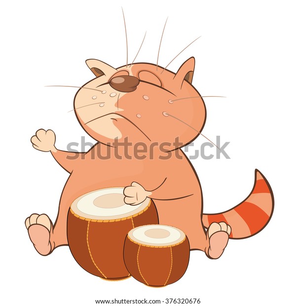 Vector Illustration Cute Cat Drummer Cartoon Stock Vector (Royalty Free ...