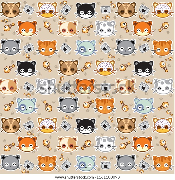 Vector Illustration Cute Cat Group Background Stock Vector (Royalty ...