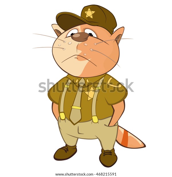 Vector Illustration Cute Cat Police Officer Stock Vector (Royalty Free ...