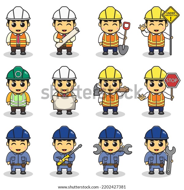 Vector Illustration Cute Construction Boy Cartoon Stock Vector (Royalty ...