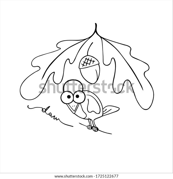 Vector Illustration Cute Daw On Oak Stock Vector (Royalty Free ...