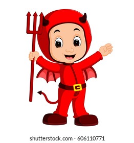 Vector Illustration Cute Devil Kids Cartoon: เวกเตอร์สต็อก (ปลอดค่า ...