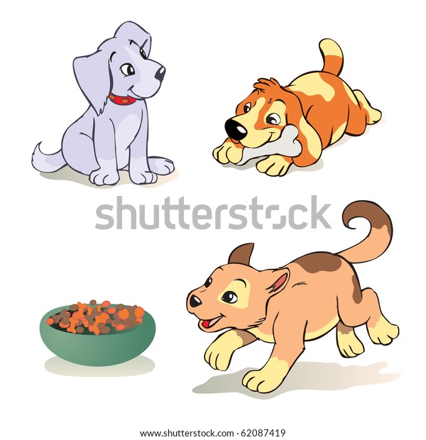 Vector Illustration Cute Dogs Action Cartoon Stock Vector (Royalty Free ...