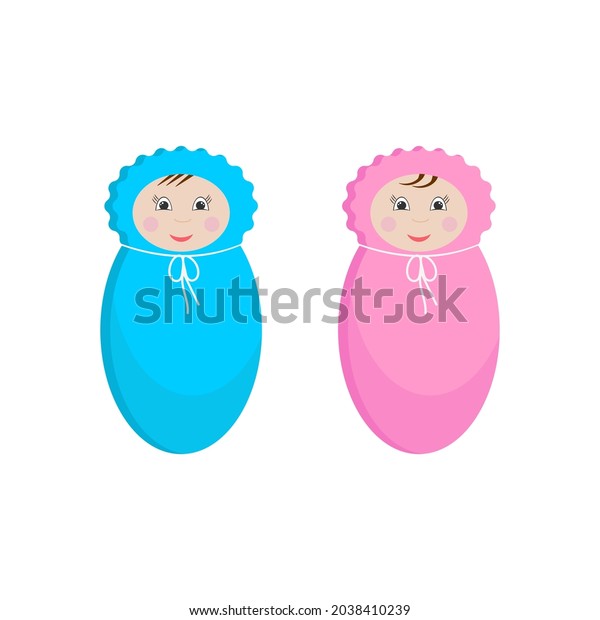 Vector Illustration Cute Dolls Two Cute Stock Vector (Royalty Free ...