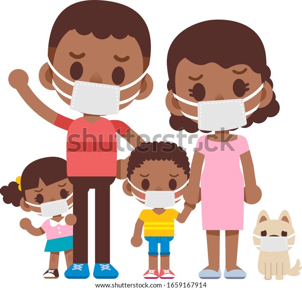 Vector Illustration Cute Family Characters Wearing Stock Vector ...