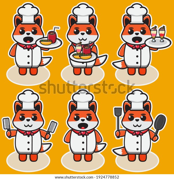 Vector Illustration Cute Fox Chef Cartoon Stock Vector (Royalty Free ...