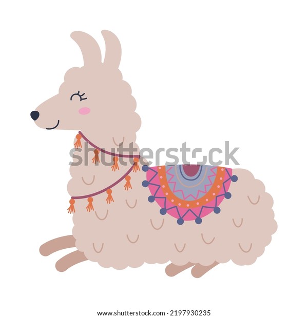 Vector Illustration Cute Funny Llama Stock Vector (Royalty Free ...