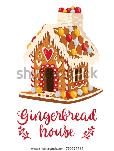 Vector Illustration Cute Gingerbread House Cartoon Stock Vector ...