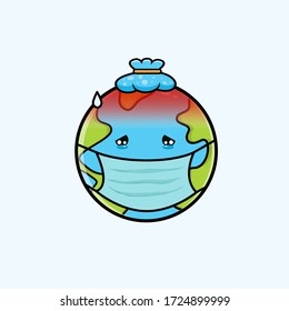 Vector Illustration Cute Global Warming Cartoon Stock Vector (Royalty ...