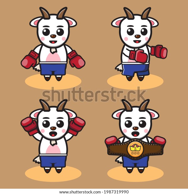Vector Illustration Cute Goat Boxing Cartoon Stock Vector (Royalty Free ...