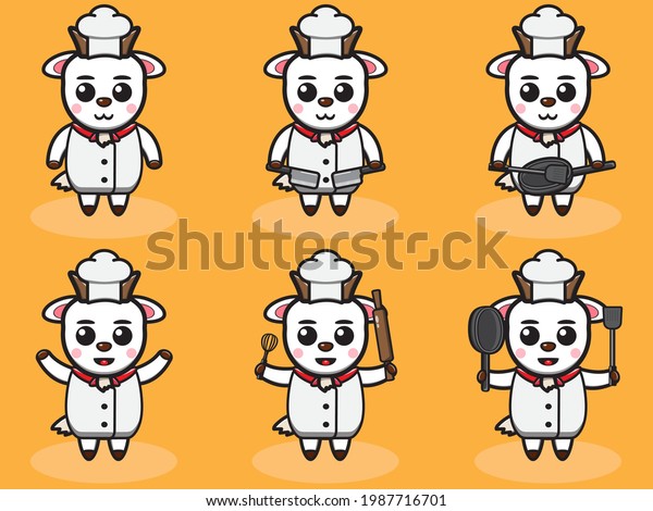 Vector Illustration Cute Goat Chef Cartoon Stock Vector (Royalty Free ...
