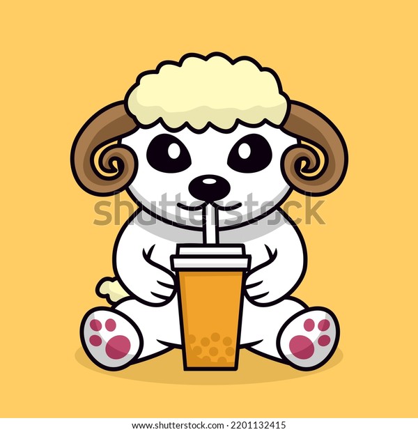 Vector Illustration Cute Goat Chibi Animal Stock Vector (Royalty Free ...