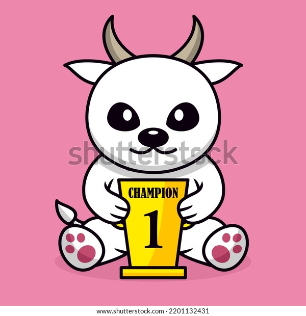 Vector Illustration Cute Goat Chibi Animal Stock Vector (Royalty Free ...