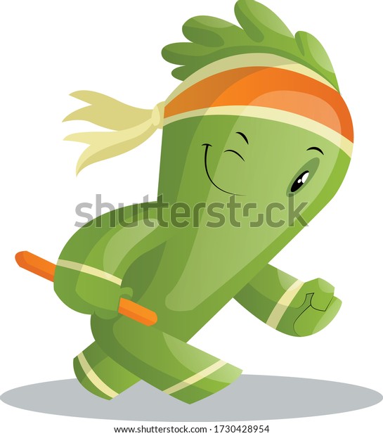 Vector Illustration Cute Green Monster Doing Stock Vector (Royalty Free ...