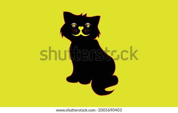 Vector Illustration Cute Happy Black Cat Stock Vector (Royalty Free ...
