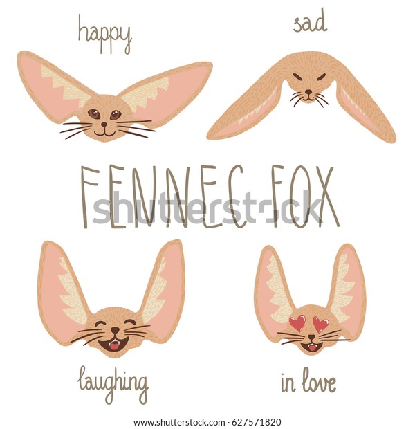 Vector Illustration Cute Happy Fennec Fox: vector de stock (libre de ...