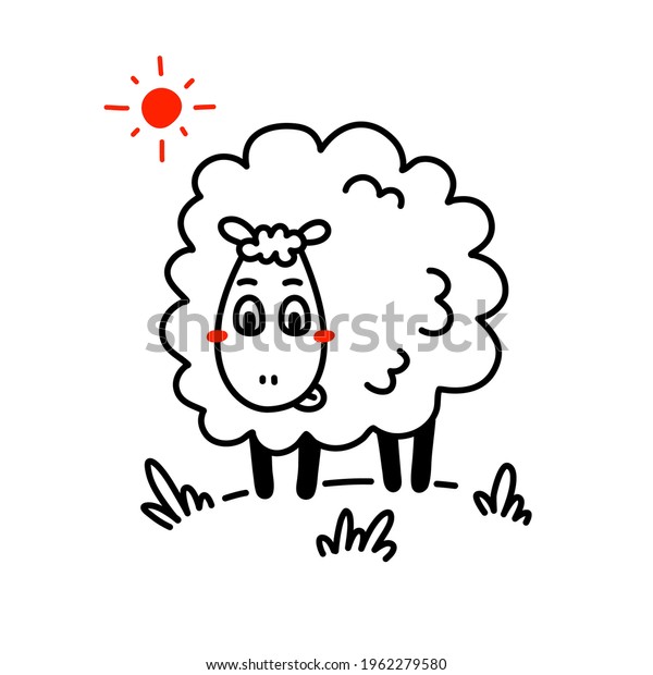 Vector Illustration Cute Happy Line Art Stock Vector (Royalty Free ...