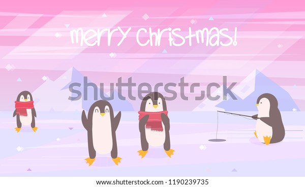 Vector Illustration Cute Happy Penguins Pinky Stock Vector (Royalty ...