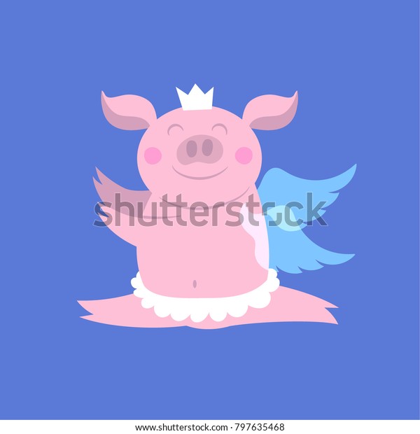 Vector Illustration Cute Happy Piggy Princess Stock Vector (Royalty ...
