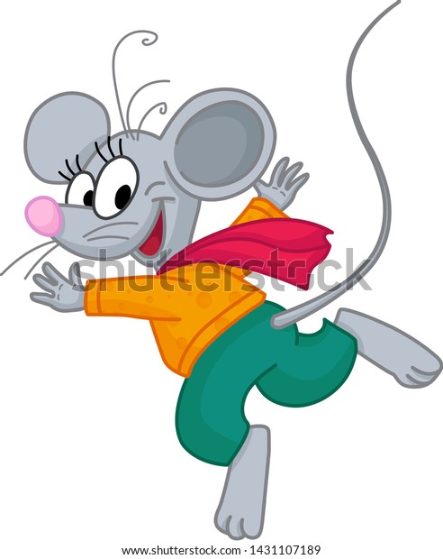 Vector Illustration Cute Happy Smiling Mouse Stock Vector (Royalty Free ...