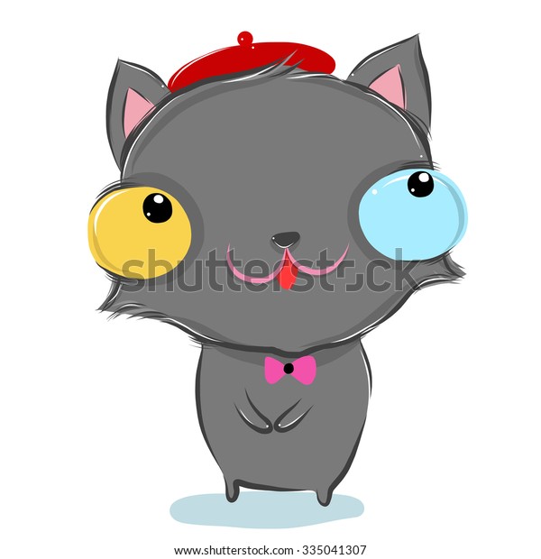 Vector Illustration Cute Happycat Drawing Style Stock Vector (Royalty ...