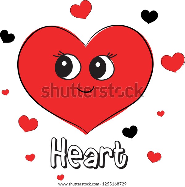 Vector Illustration of Cute heart has big eyes illustration. emoji ...
