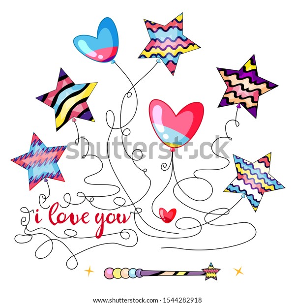 Vector Illustration Cute Heart Star Shaped Stock Vector (Royalty Free ...
