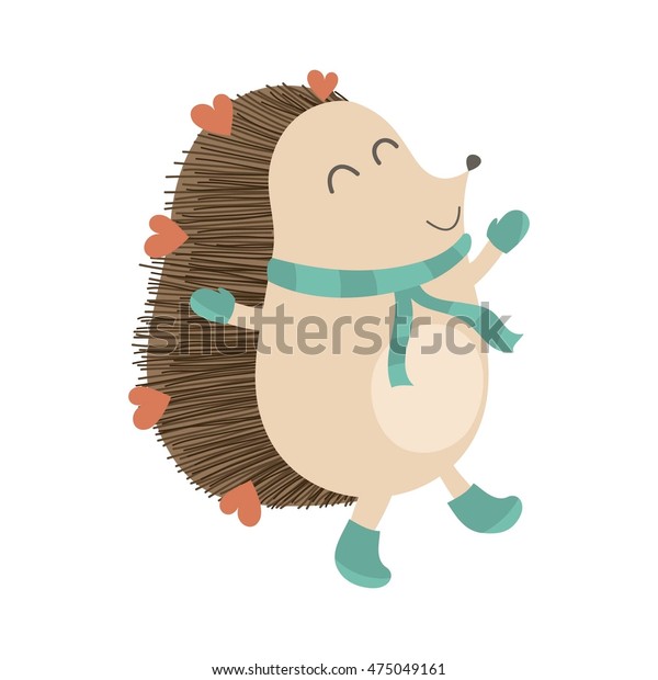 Vector Illustration Cute Hedgehog Winter Hedgehog Stock Vector (Royalty ...