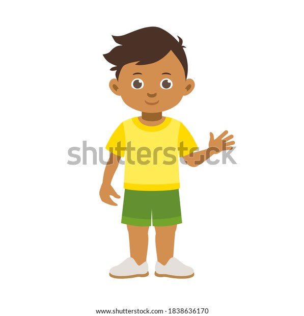 Vector Illustration Cute Hispanic Boy Standing Stock Vector (Royalty ...