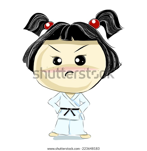 Vector Illustration Cute Judogirl Cartoon Drawing Stock Vector (Royalty ...