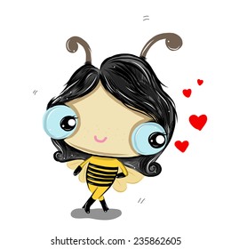 Vector Illustration Cute Lady Bee Cartoon Stock Vector (Royalty Free ...