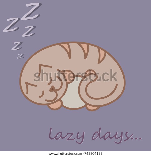 Vector Illustration Cute Lazy Cat Stock Vector (Royalty Free) 763804153 ...