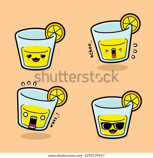 Vector Illustration Cute Lemonade Emoji Stock Vector (Royalty Free ...