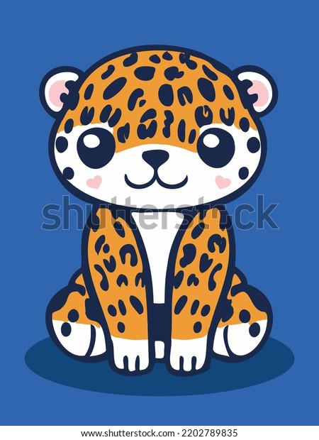 Vector Illustration Cute Leopard Kawaii Style Stock Vector (Royalty ...