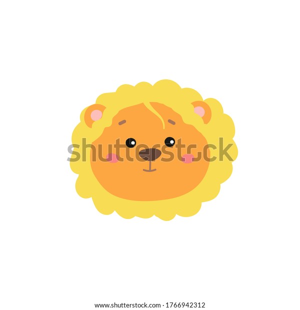 Vector Illustration Cute Lion Face Isolated Stock Vector (Royalty Free ...
