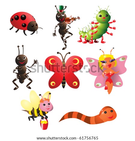 Vector Illustration Cute Little Bugs Cartoon Stock Vector (Royalty Free ...
