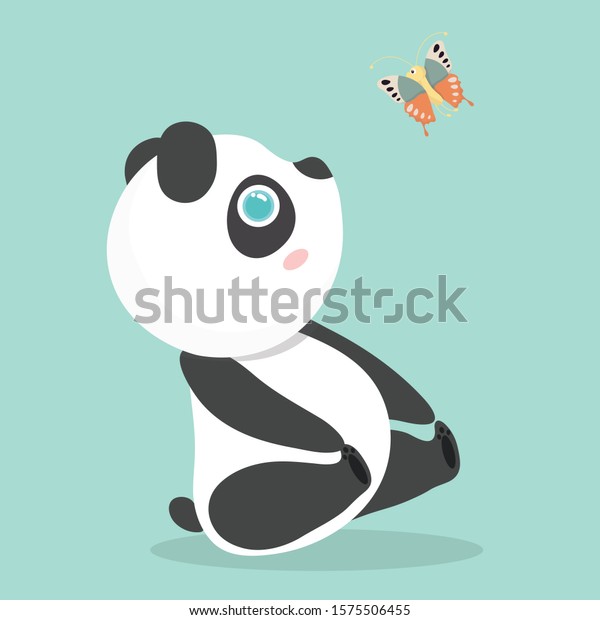 Vector Illustration Cute Little Cartoon Panda Stock Vector (Royalty ...