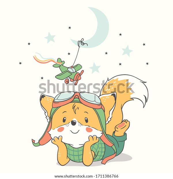 Vector Illustration Cute Little Red Fox 库存矢量图（免版税）1711386766 | Shutterstock