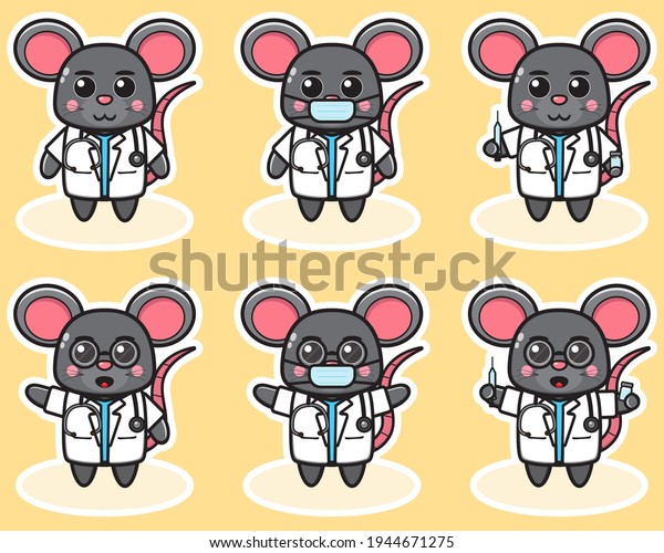 Vector Illustration Cute Mouse Doctor Cartoon Stock Vector (Royalty ...