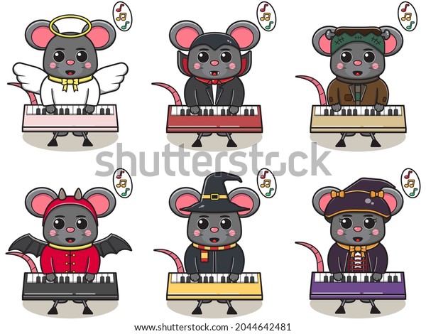 Vector Illustration Cute Mouse Halloween Costume Stock Vector (Royalty ...