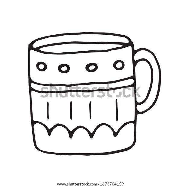 Vector Illustration Cute Mug Black Outlines Stock Vector (Royalty Free ...