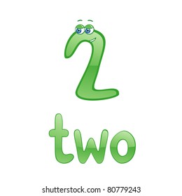 Vector Illustration Cute Number Two Children Stock Vector (Royalty Free ...