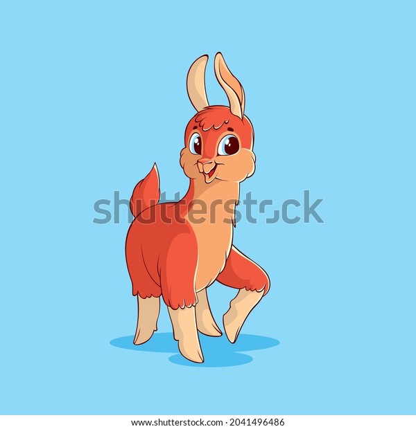 Vector Illustration Cute Orange Lama Big Stock Vector (Royalty Free ...
