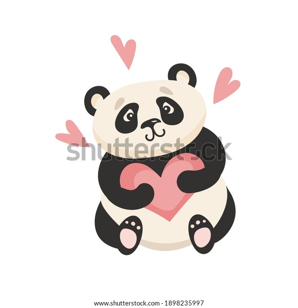 Vector Illustration Cute Panda Heart Cartoon Stock Vector (Royalty Free ...
