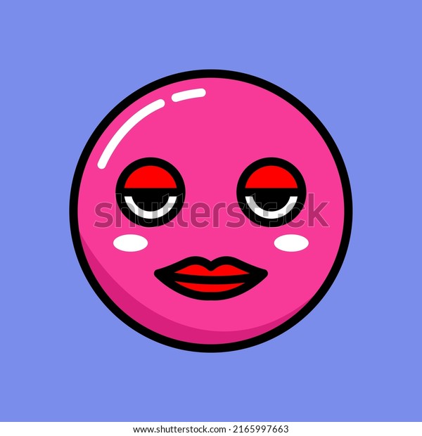 Vector Illustration Cute Pink Character Emoticon Stock Vector (Royalty ...