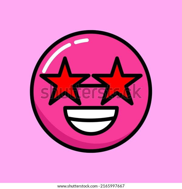 Vector Illustration Cute Pink Character Emoticon Stock Vector (Royalty ...