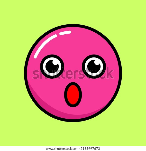 Vector Illustration Cute Pink Character Emoticon Stock Vector (Royalty ...