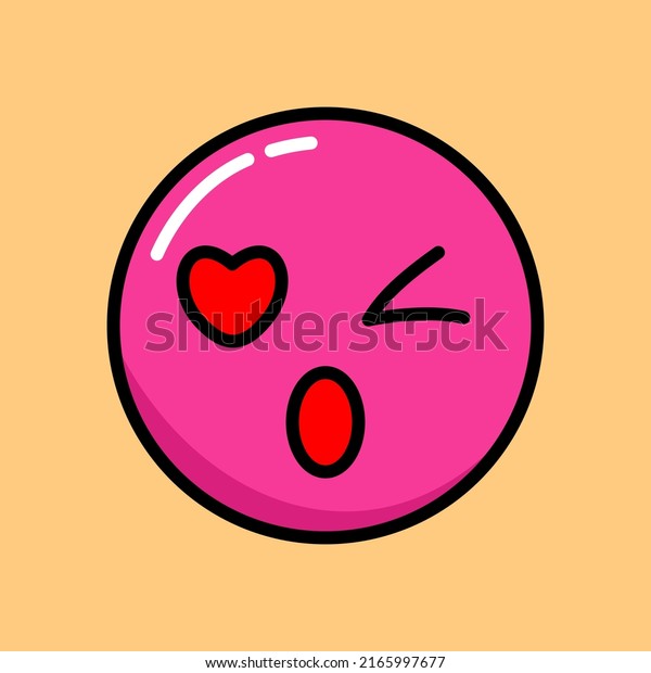Vector Illustration Cute Pink Character Emoticon Stock Vector (Royalty ...